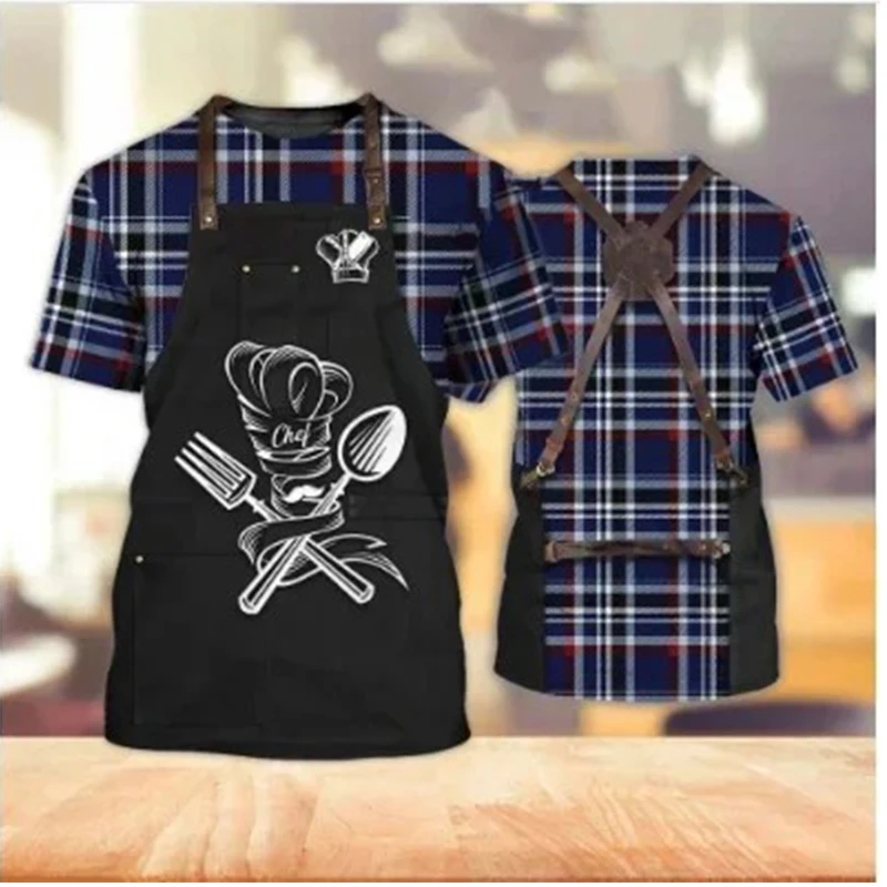 Chef Graphic T-Shirt For Men Fake Suit Cook Print Summer Funny Cosplay ...