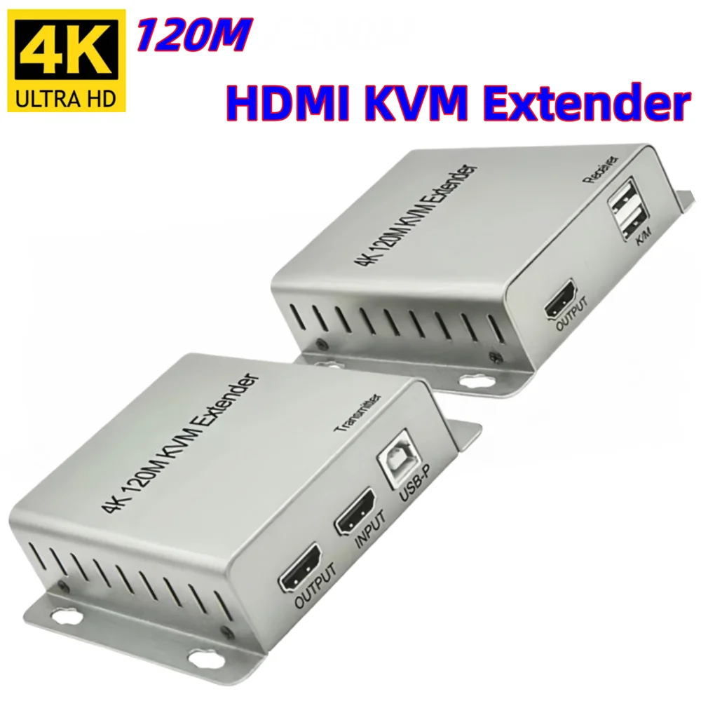 4K 120M HDMI USB KVM Extender Via Cat5e/6 Rj45 Cable Transmit HDMI ...