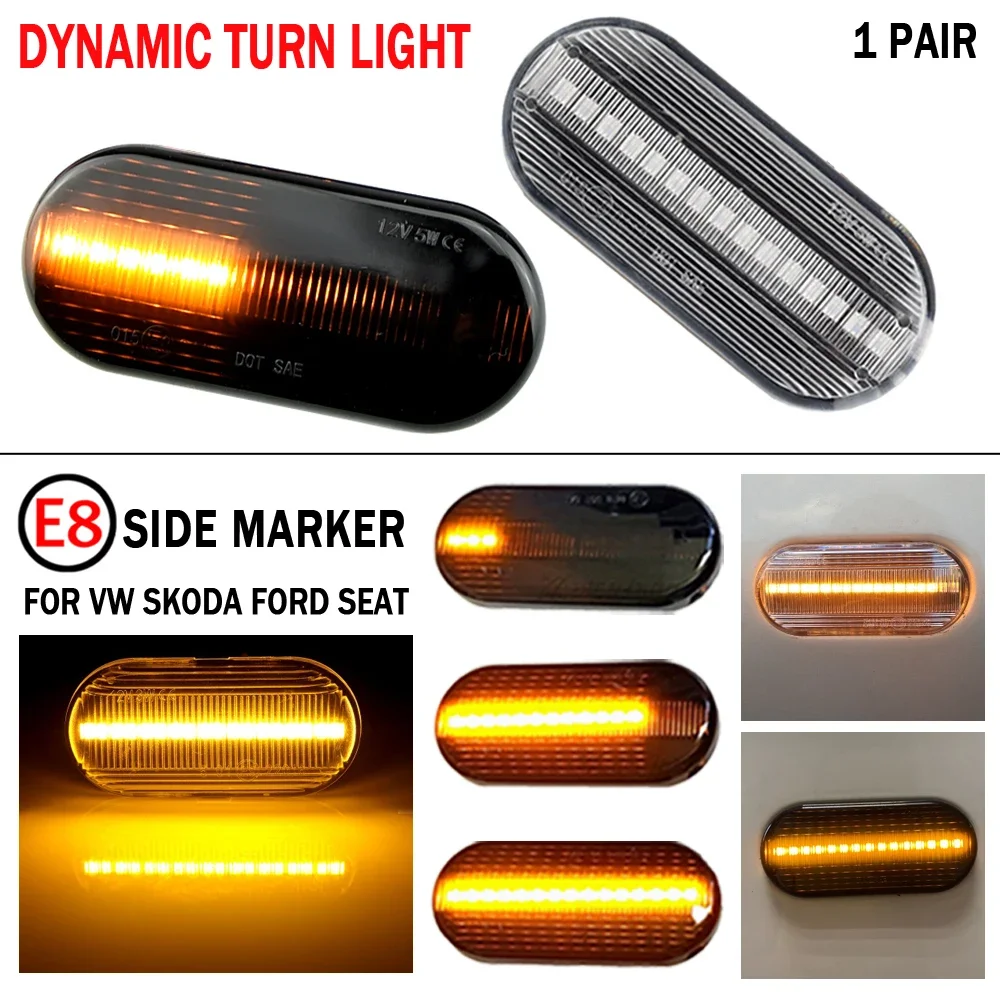 2PCS Led Dynamic Side Marker Turn Signal Light Sequential Blinker Light ...