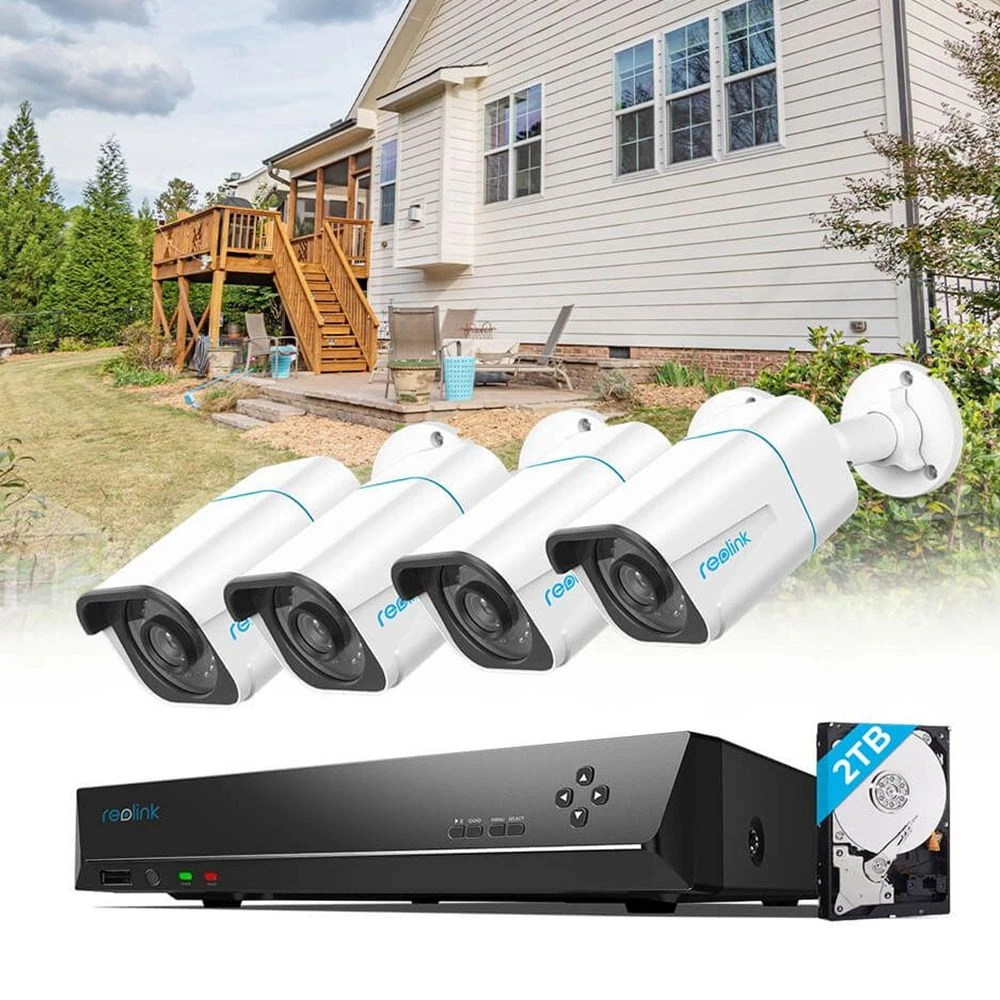 Reolink RLK8-810B4-A 4K 8MP PoE Camera 8Ch NVR System Security Kit with ...