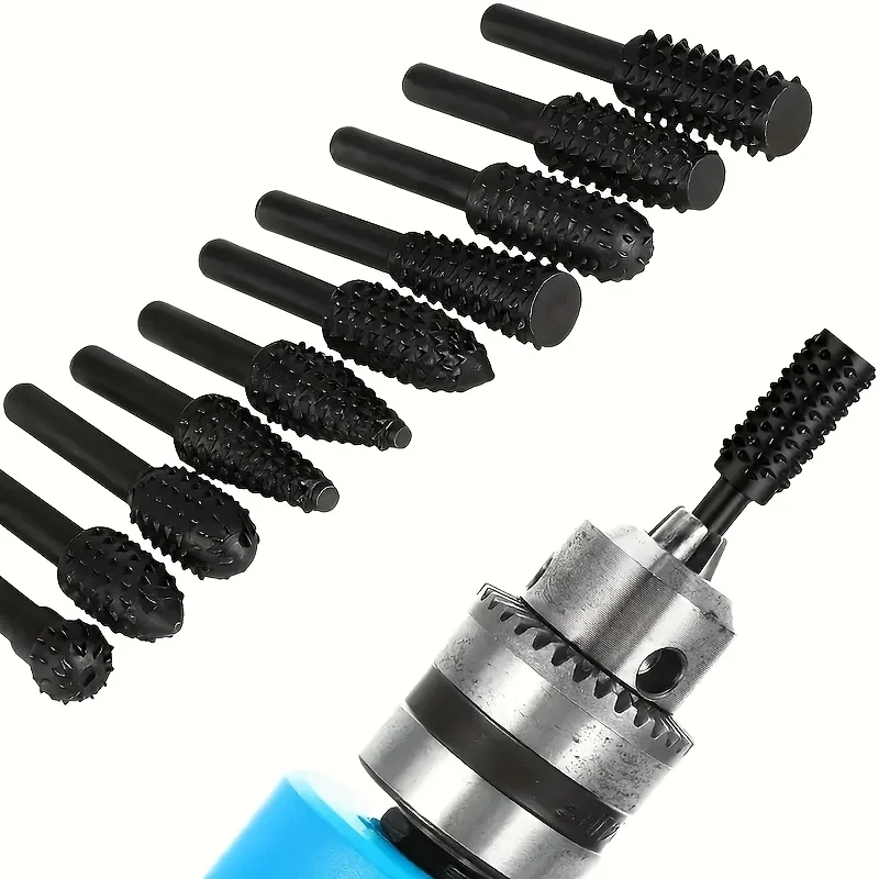 10 pieces carousel file with hexagonal handle, wood carving file drill ...