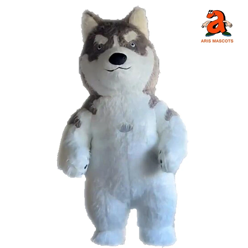 2m Full Mascot Inflatable Husky Dog Costume Adult Full Blow Up Fur ...
