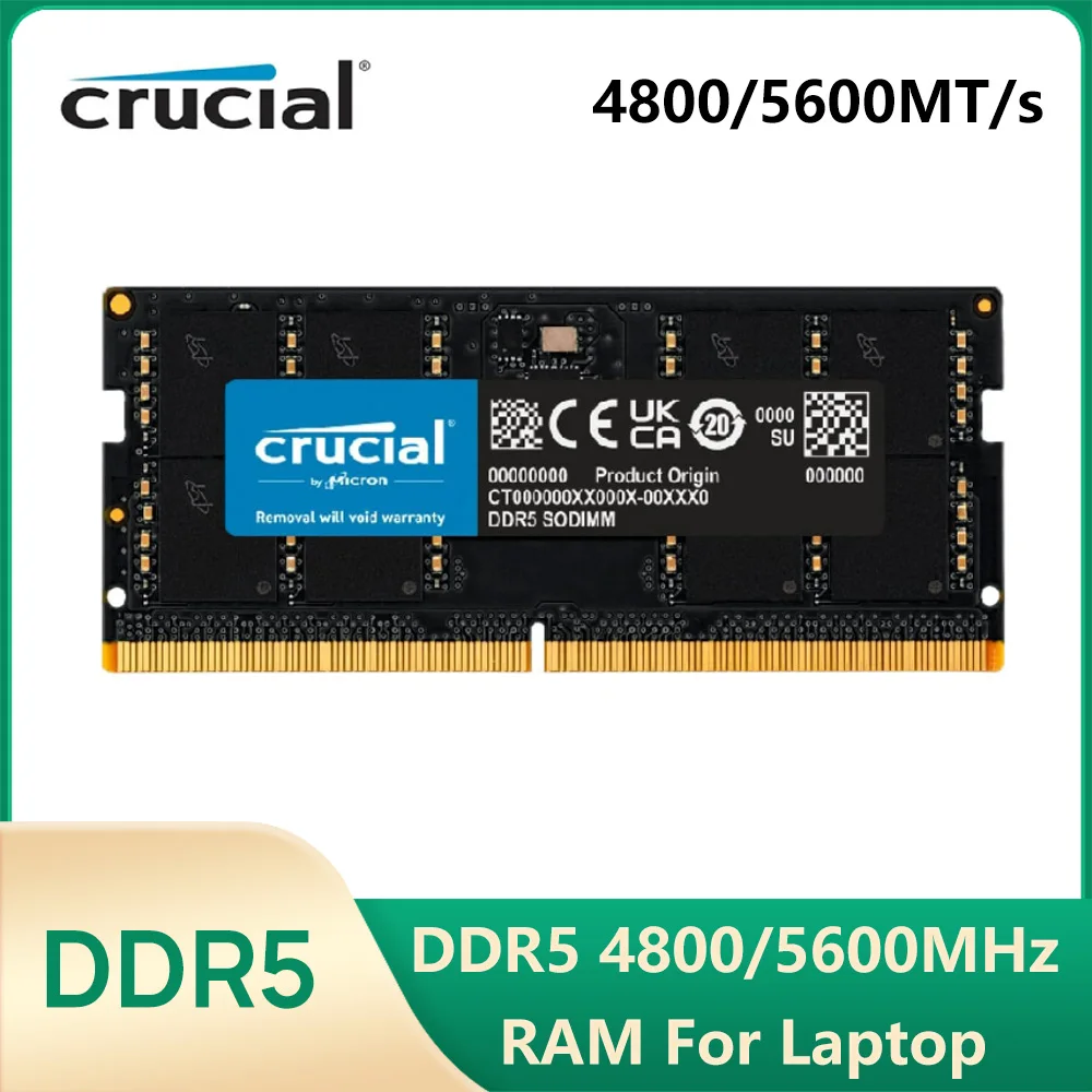 Memoria Crucial DDR5 4800, 5600 MT/s MHz, 8GB, 16GB, 32GB, RAM de 262pin, SO-DIMM para ordenador ...