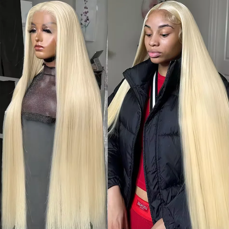 40 46 inches HD lace 613 Blonde Straight 13x4 13x6 Lace Front Human ...