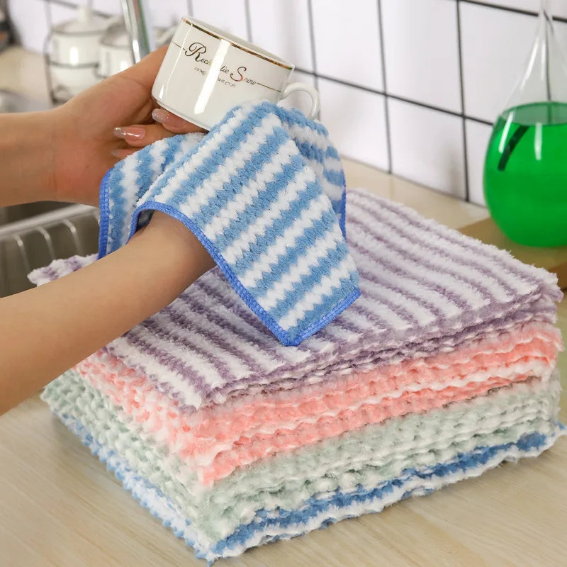 5PCSCleaning Cloth Kitchen Scouring Pad Towel Dishcloth Household Rags ...