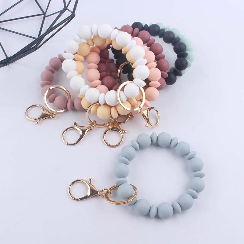 New Silicone Bead Spacer Bead Bracelet Beaded Wrist Keychain Pendant ...