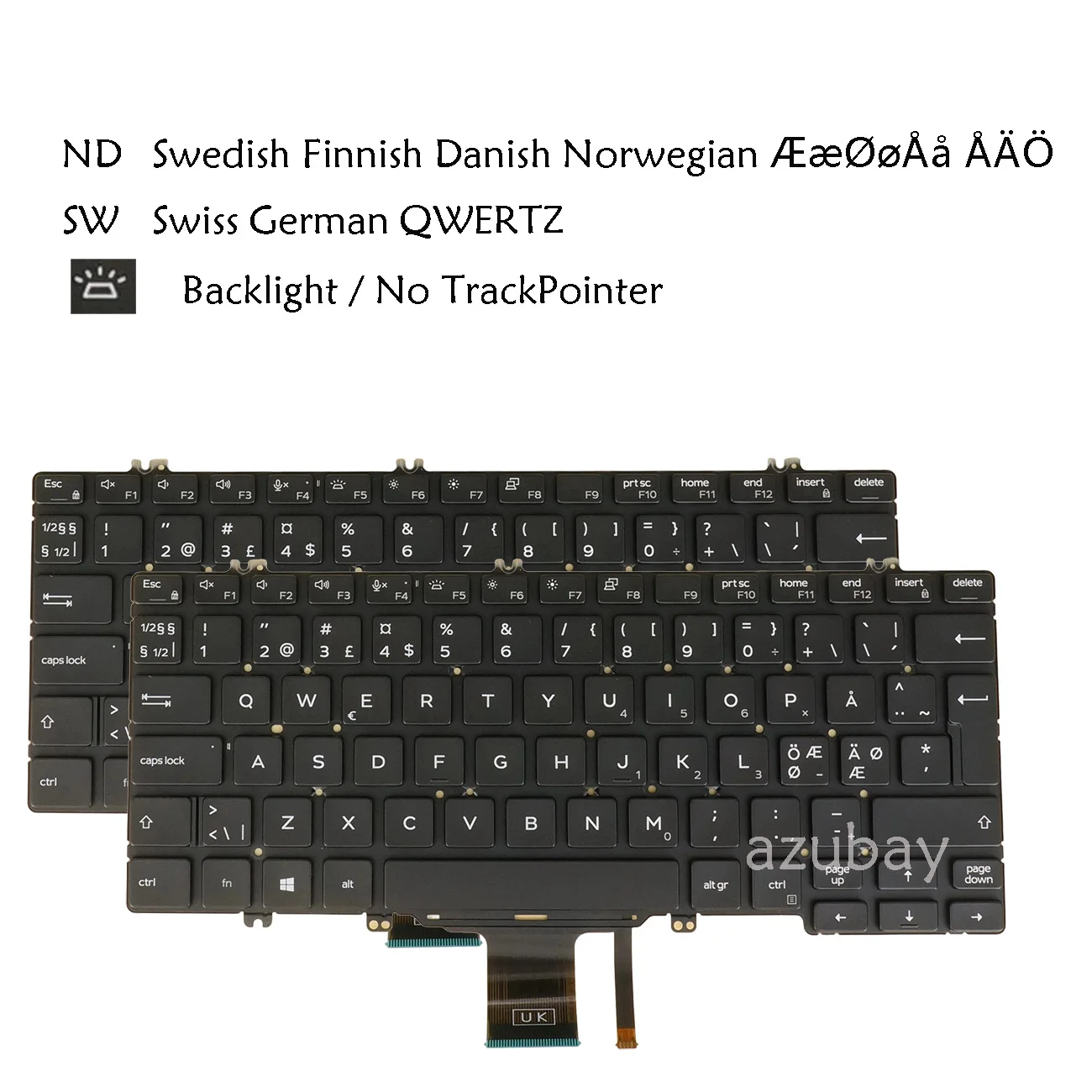 Norwegian Swedish Finnish Danish Swiss CH QWERTZ Keyboard For DELL ...
