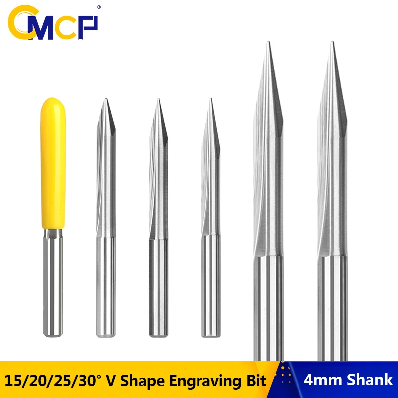 CMCP-2-Flute-V-Shape-Milling-Cutter-4mm-Shank-Carbide-End-Mill-For-Wood ...