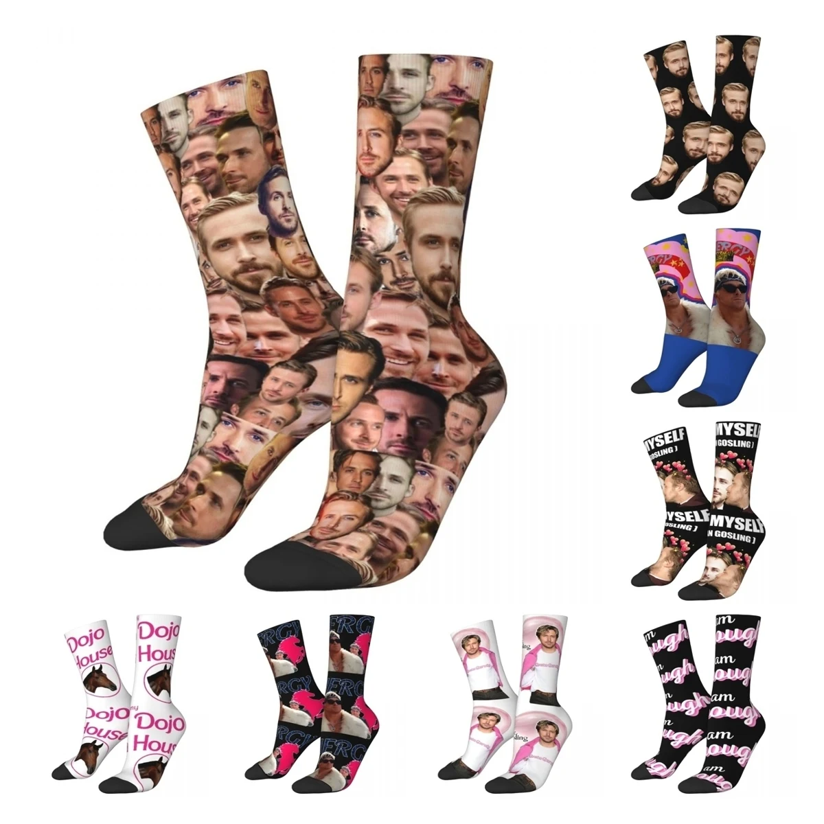 Ryan-Gosling-Theme-Crew-Socks-Stuff-for-Man-Women-Cozy-Print-Kenough ...