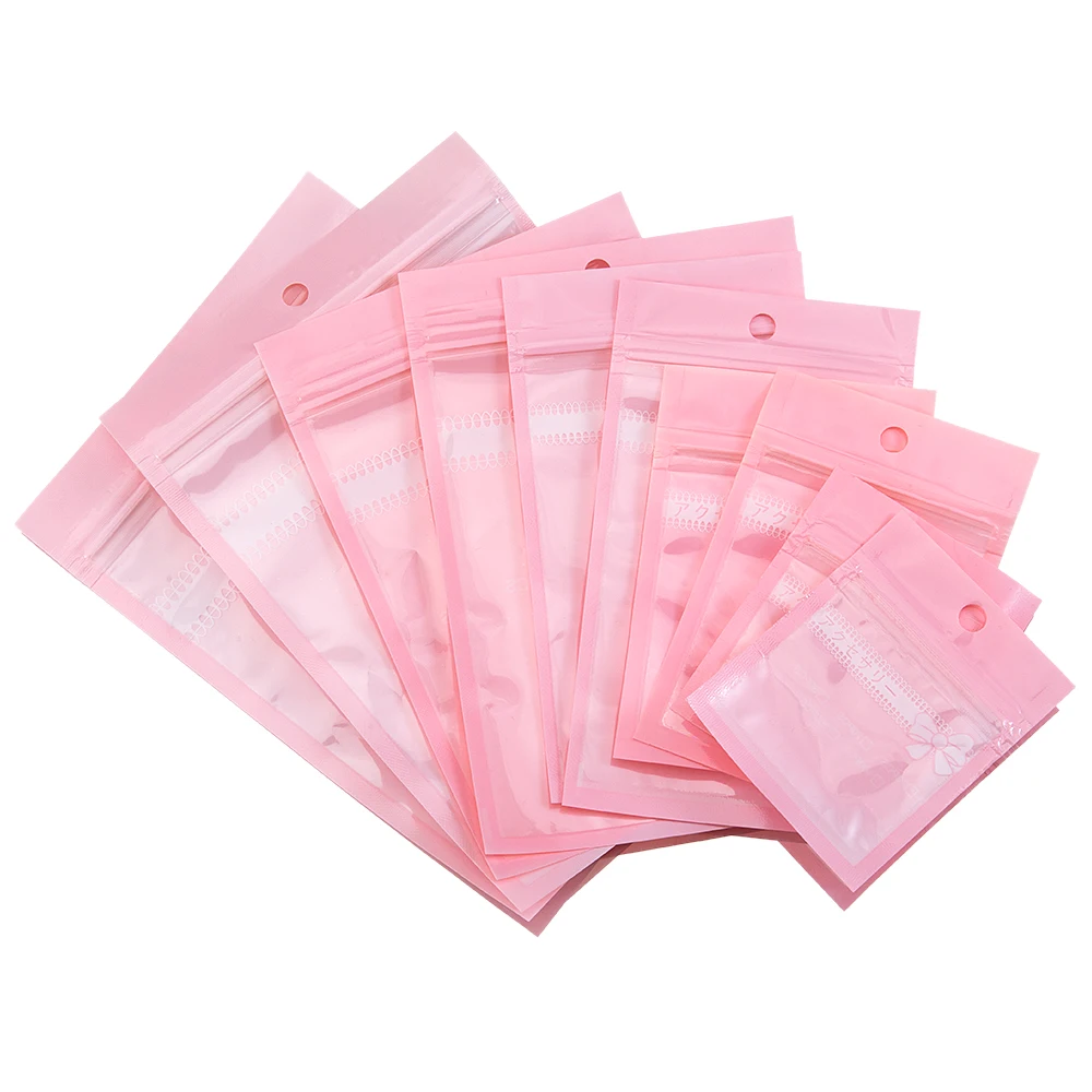 20PCS Resealable Zipper Bags with Transparent Window Cute Pink Small ...