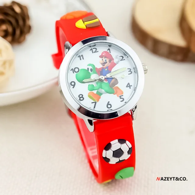 Super Mario Bros Watch Anime Character Luigi Yoshi Cartoon 3D Soccer ...