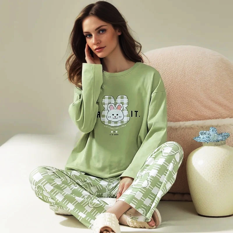 Cotton High Quality Large Size Ladies Autumn Winter Pajamas Women ...
