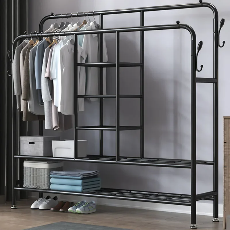Standing-Wardrobe-Clothes-Rack-Stand-Floor-Hanger-Black-Display-Clothes ...
