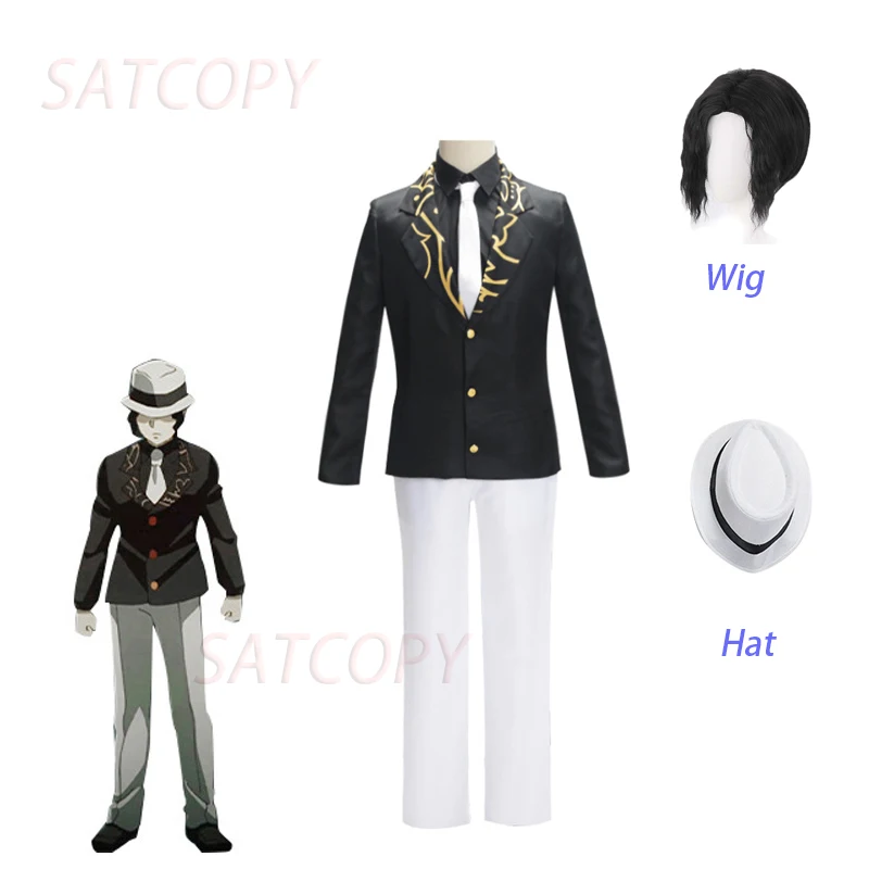 Anime Demônio Slayer Cosplay Kibutsuji Muzan Traje Outfits Preto Terno ...
