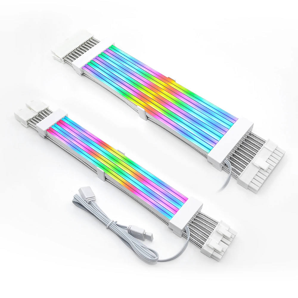 Newest Computer 18AWG ARGB Sync PSU Power Supply Extension Cable Kit ...