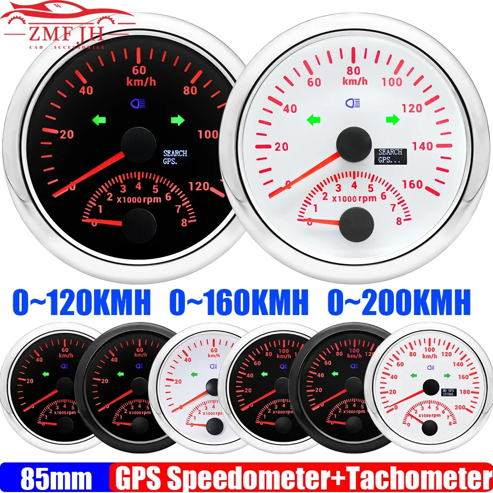 Red-Light-2IN1-85mm-Dual-Gauge-GPS-Speedometer-Tachometer-8000-RPM ...