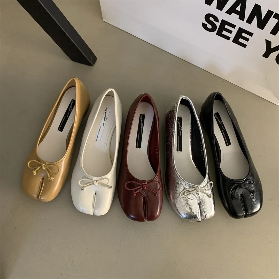 Split-Toe-Ballerina-Shoes-Mary-Janes-Leather-Ballerines-Femme-Chaussure ...