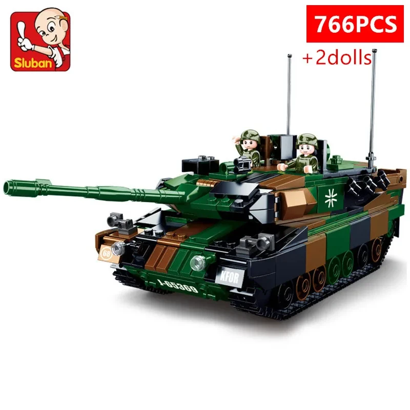 766PCS-Leopard-2-a5-Main-Battle-Tank-Model-Bricks-WW2-Tank-Army-Soilder ...