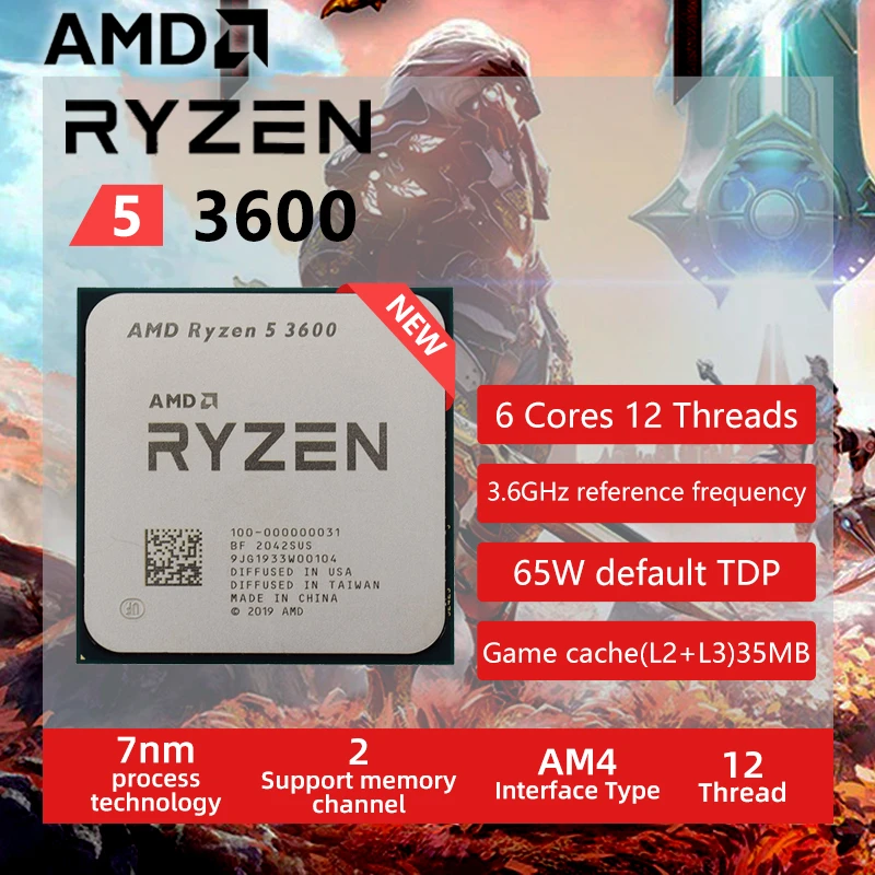 New AMD Ryzen 5 3600 R5 3600 3.6 GHz Six Core Twelve Thread CPU ...