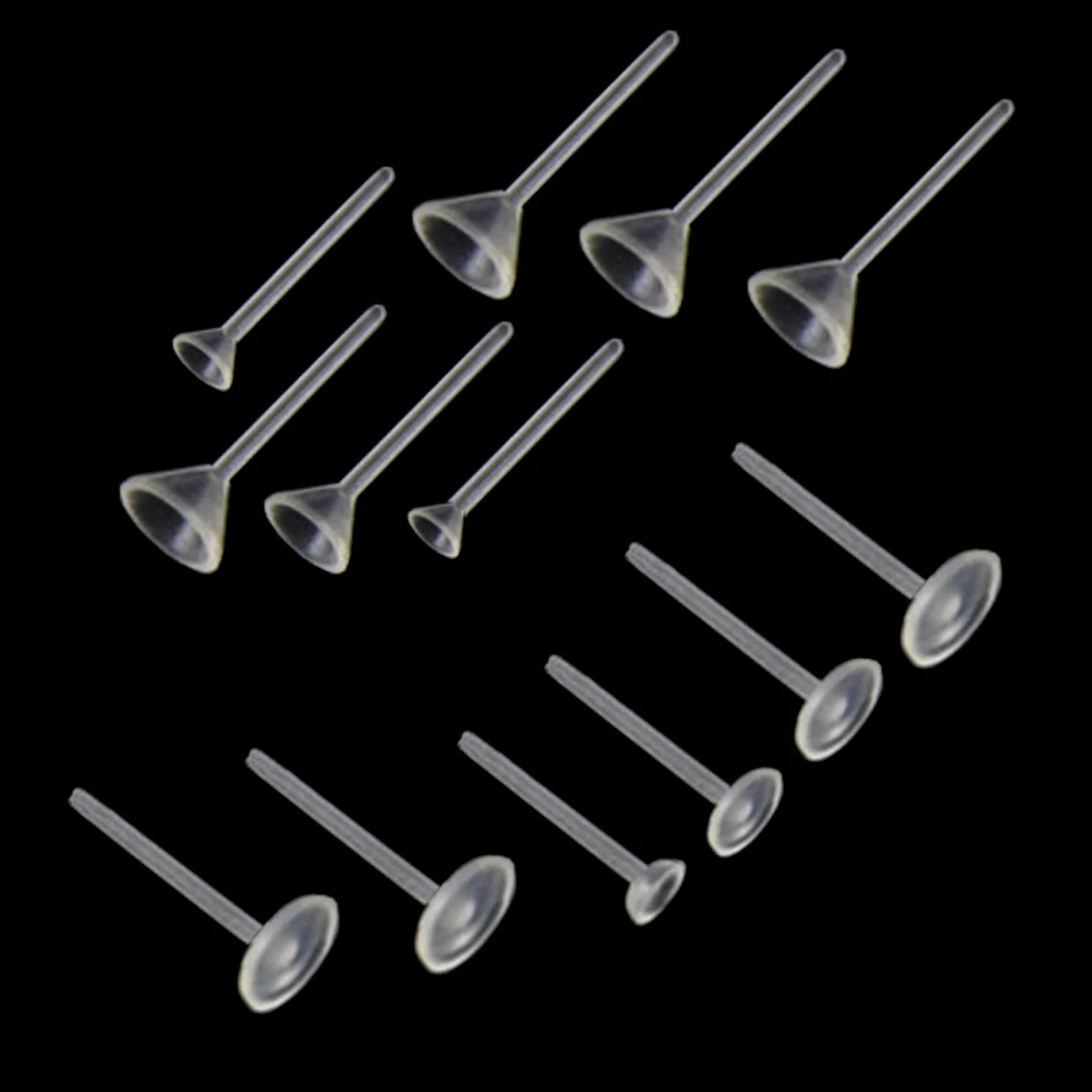 Invisible-Plastic-Brincos-Posts-em-branco-Pin-Stud-Tiny-Head-Findings ...
