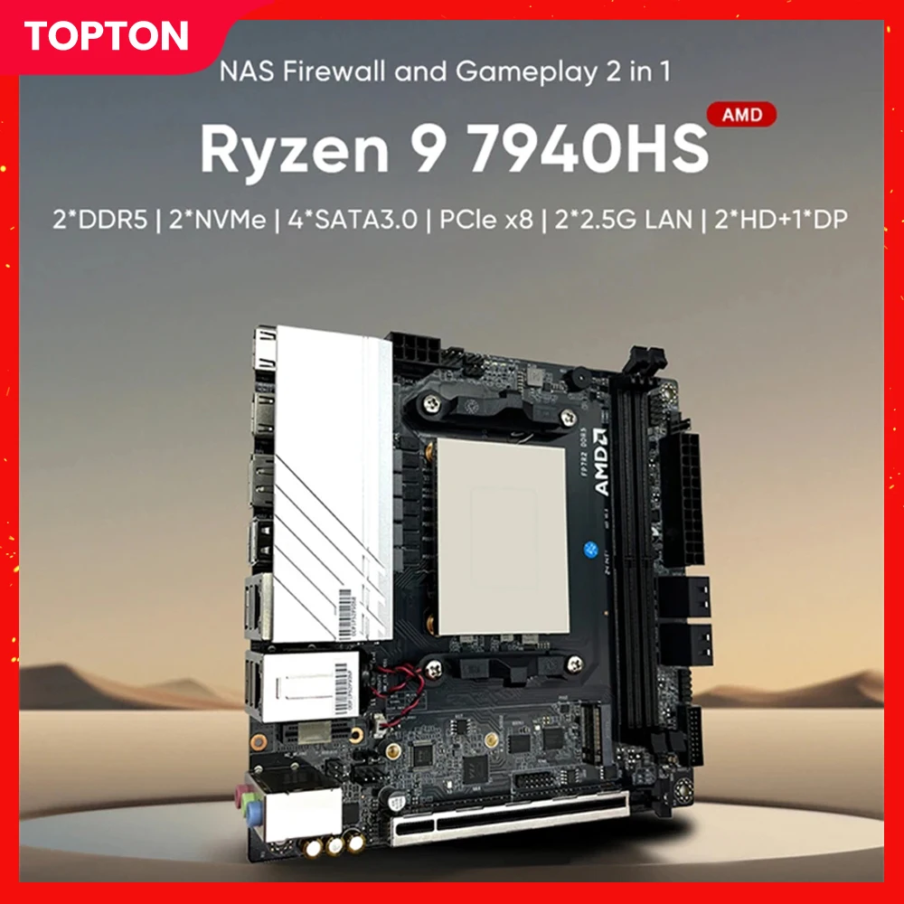 Topton NAS Motherboard AMD Ryzen 9 8945HS R9 7940HS 2xIntel i226-V 2.5G ...