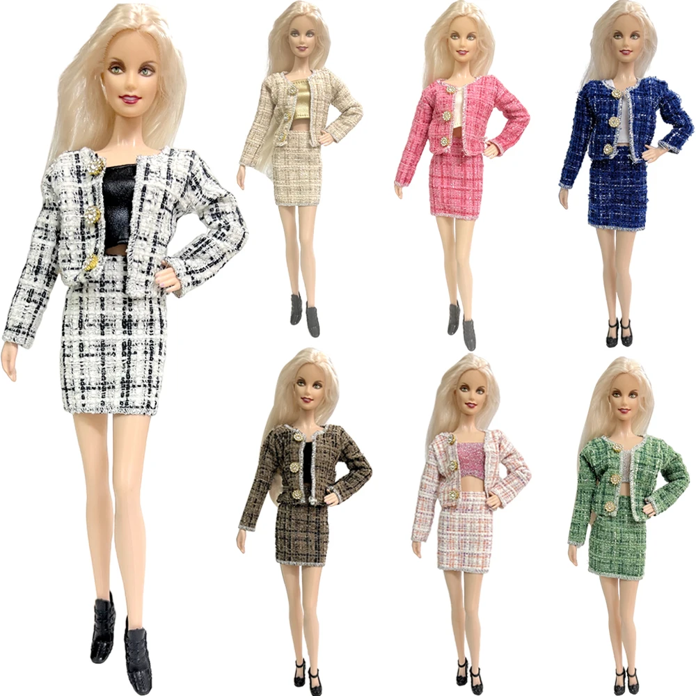 NK-Official-1-Set-Clothes-For-Barbie-Doll-Fashion-Coat-Plush-Tops-Pants ...