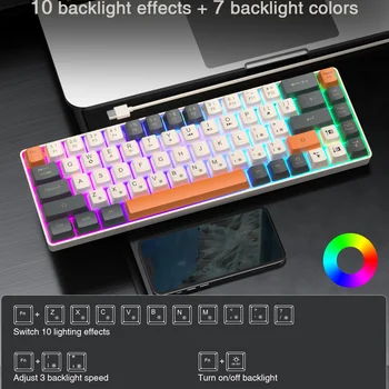 SOLAKAKA SK968 Wired Keyboard Cool RGB Backlit Ergonomic Design ...