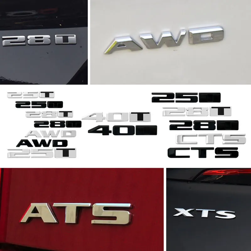 3D Chrome Black/Silver Metal Car Styling Sticker 25T AWD Logo Tail ...