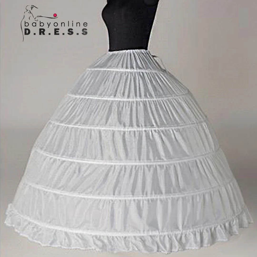 BABYONLINE-6-Hoop-Crinoline-Black-White-Long-Wedding-Petticoat-Ball ...