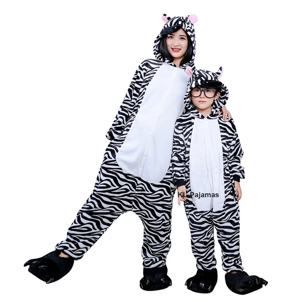 Adult Onesie Pajamas Cartoon Zebra Cosplay Costume Animal Warm Plush ...