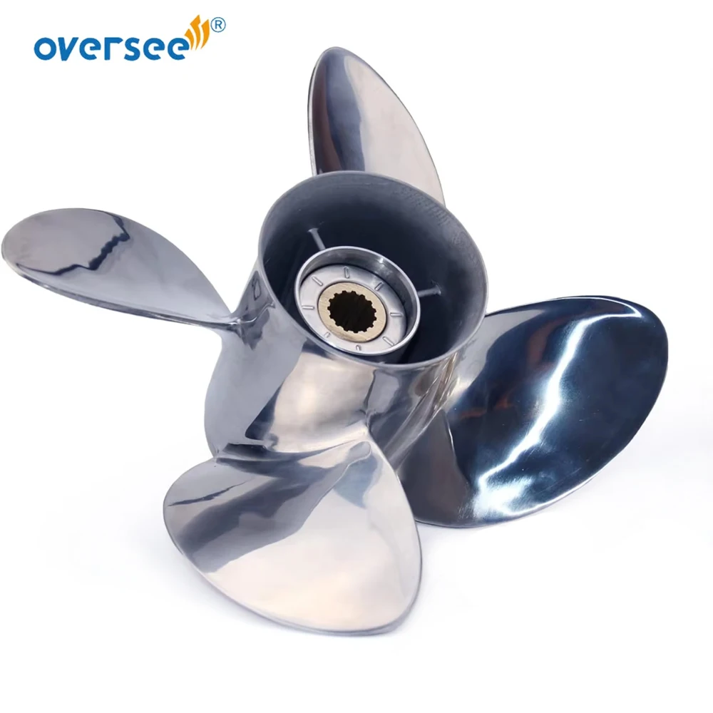 4 Blades Stainless Steel Boat Propeller for Mercury 13 Diameter x 19 ...