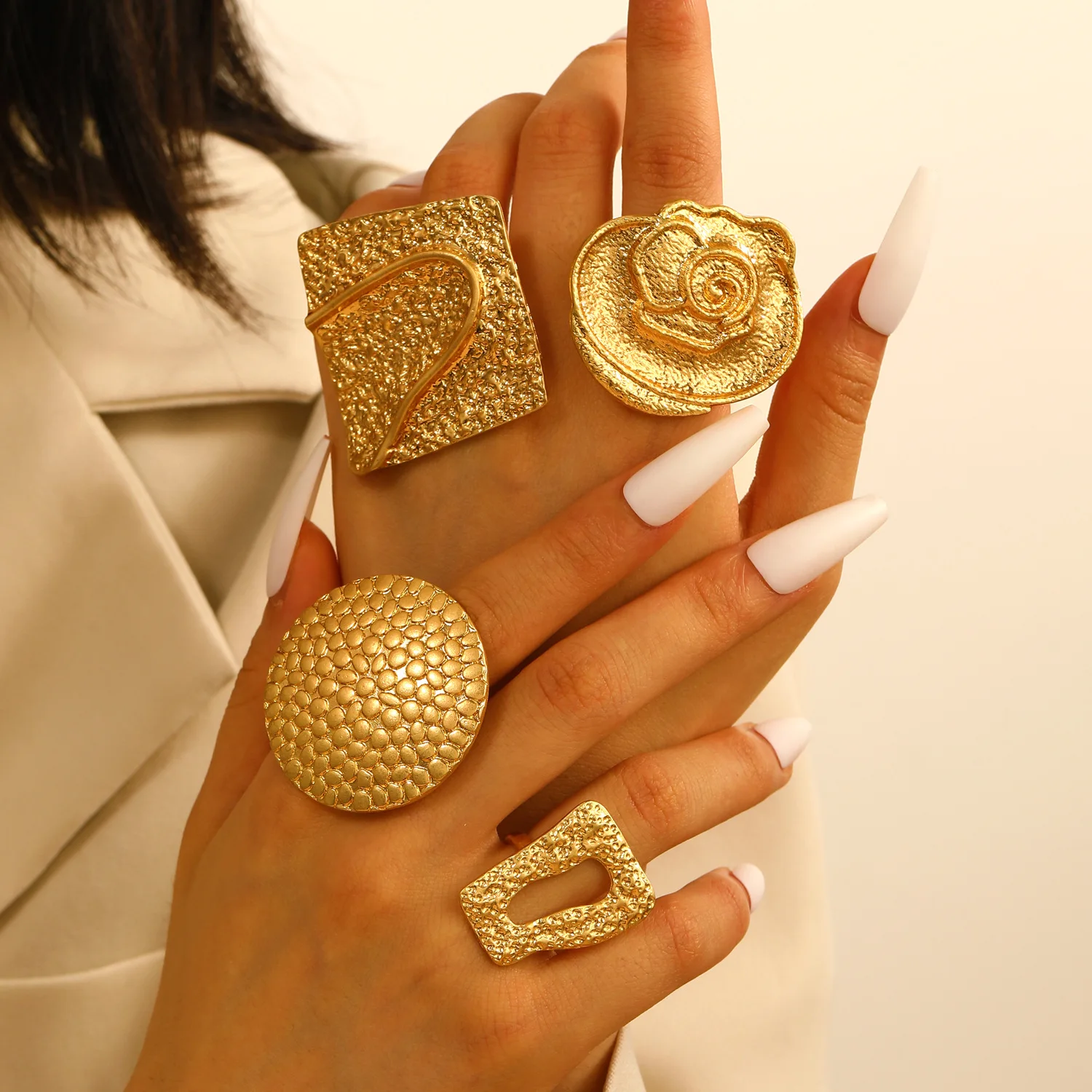 Fashion-Rose-Flower-Thump-Ring-for-Women-Vintage-Gold-Color-Frosting ...