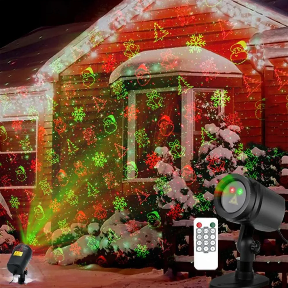 12 Patterns Christmas Laser Projector Light Outdoor with Remote Red ...