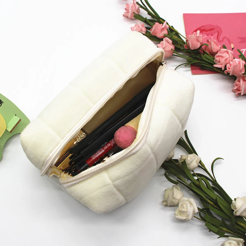 Женская однотонная косметичка на молнии | AliExpress