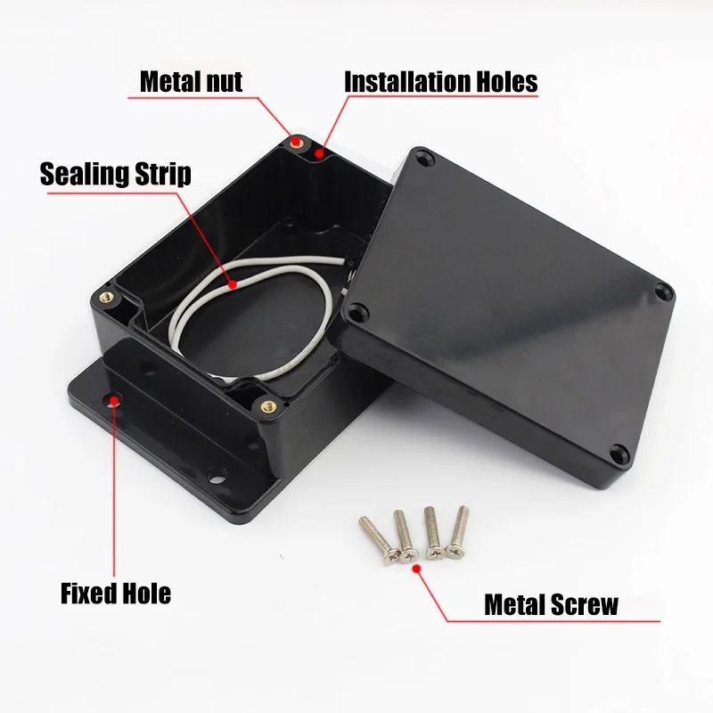 Black ABS Waterproof Box IP67 Flame-Retardant Plastic Electronic Safe ...