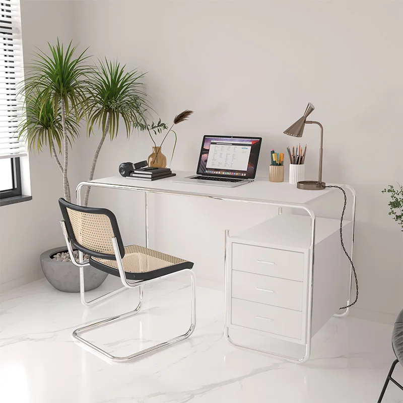 Mid-Ancient-Bauhaus-Desk-Light-Luxury-Stainless-Steel-Desk-Home-Bedroom ...