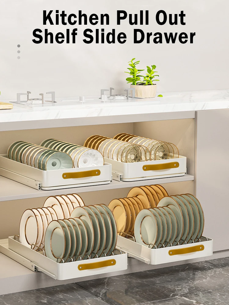 Kitchen Pull Out Shelf Slide Drawer Cabinet Slide out Shelf Dishes ...