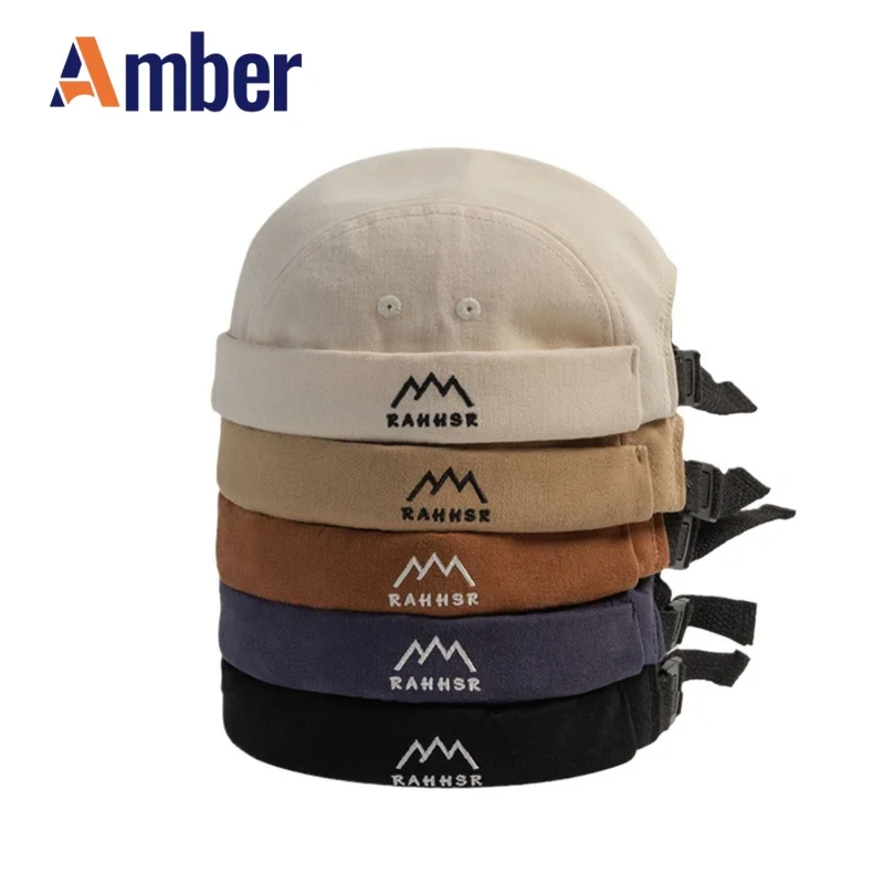 Amber-Embroidery-Brimless-Cap-Without-Visor-Docker-Caps-Letter-Mountain ...