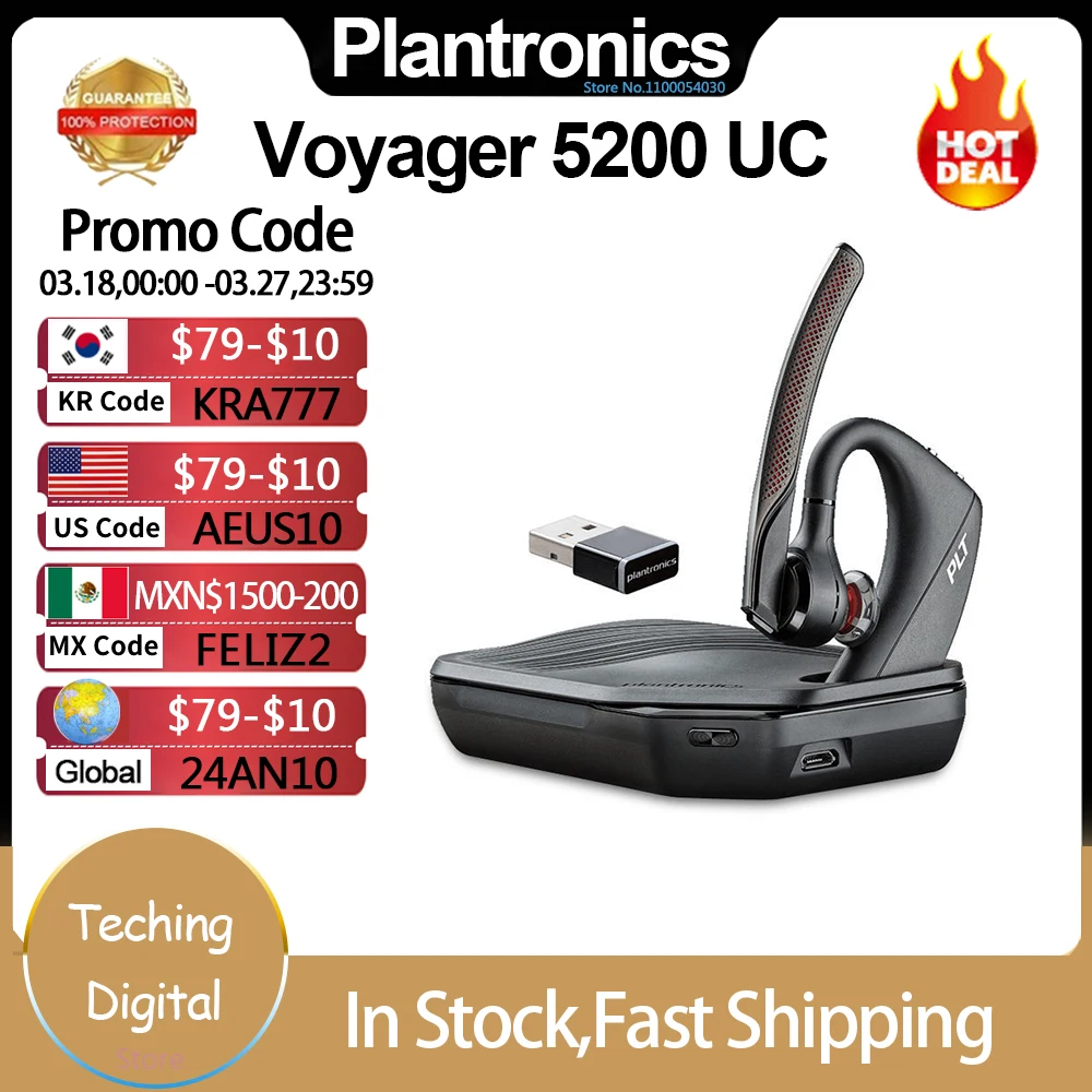 Poly-by-Plantronics-Voyager-5200-UC-Bluetooth-Wireless-Headset-Noise ...