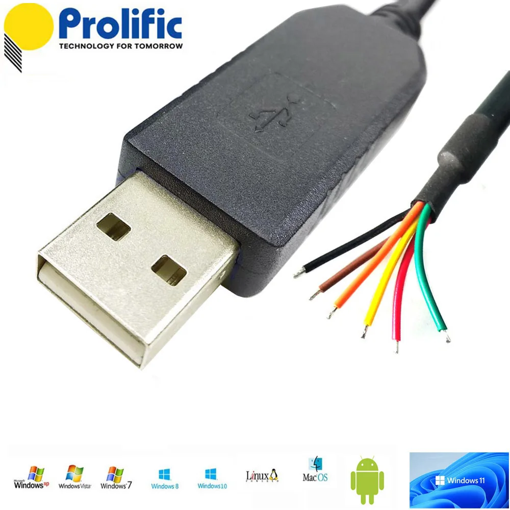 Prolific-PL2303-PL2303RA-USB-RS232-WE-Wire-End-Cable-for-PLC-CPU-MCU ...