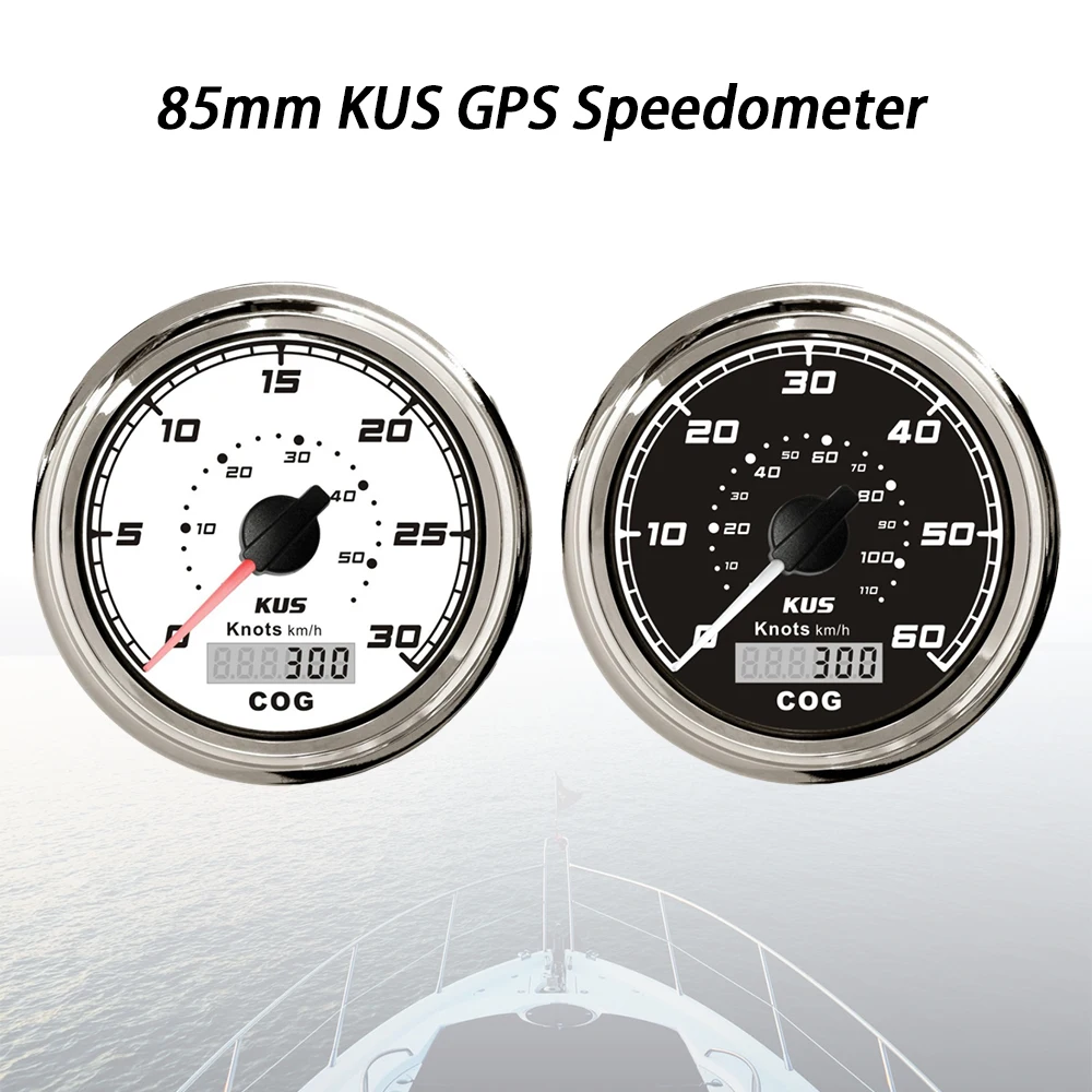KUS 85mm GPS Speedometer Speed Gauge 30Knots 0-60 Knots Waterproof for ...