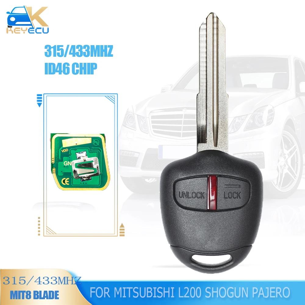 Keyecu Remote Key Fob 2 Button 315mhz/433mhz Id46 Chip For Mitsubishi ...