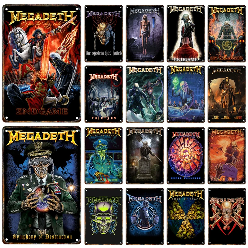 Megadeths-Vintage-Heavy-Metal-Band-Metal-Signage-Tin-Painting-Rock-Band ...