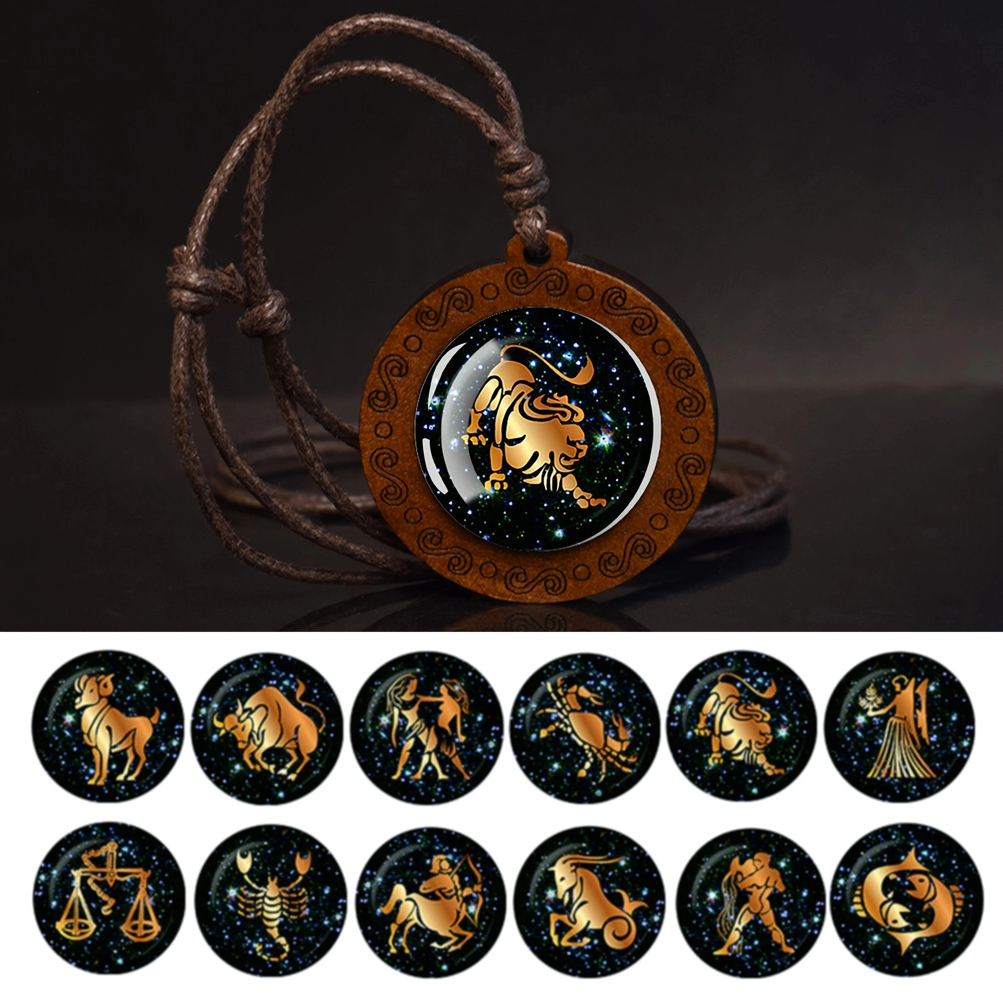 12 Zodiac Signs Rope Chain Necklace Aries Taurus Gemini Cancer Leo ...