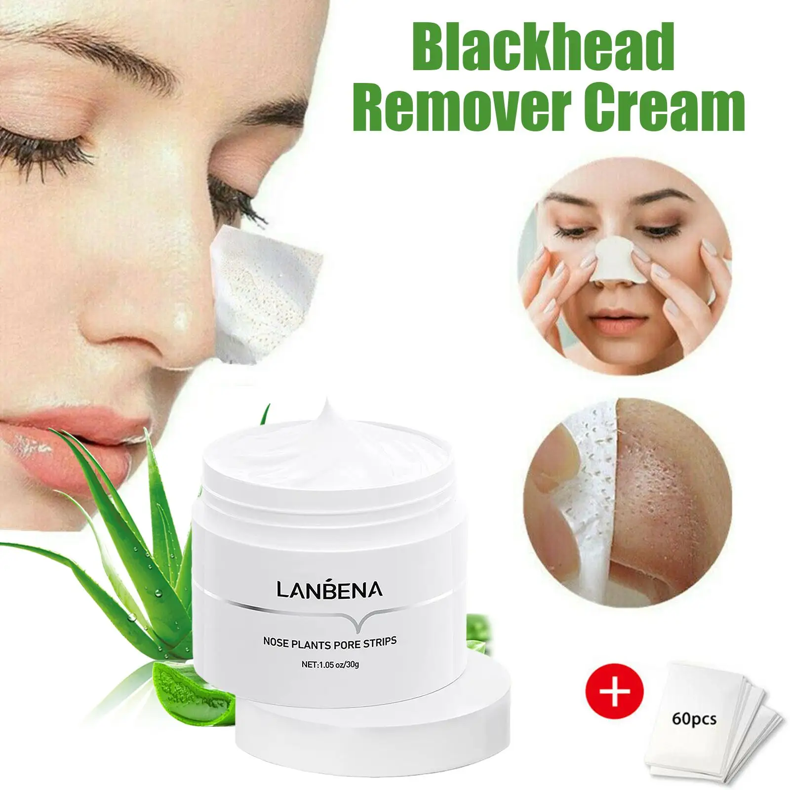 Lanbena 30g Blackhead Remover Peel Off Mask Kit Oil Control Nose Black