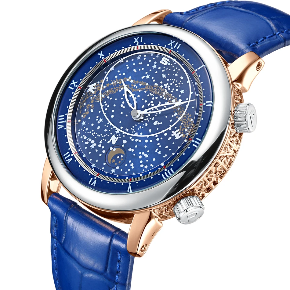 Watch Mechanical Self Wind | Blue Automatic Men Watch | Automatic Self ...
