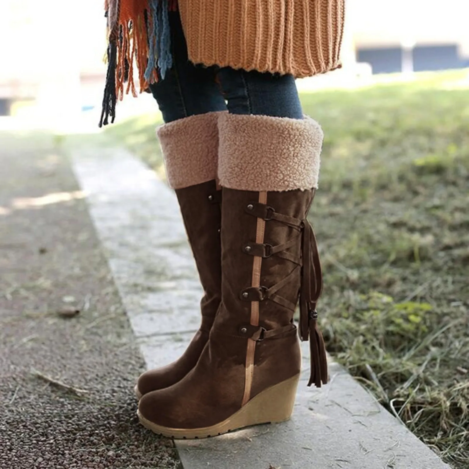 Long Boots Snow Boots Cotton Boots Knee-hign For Snow Boots Women 8 ...