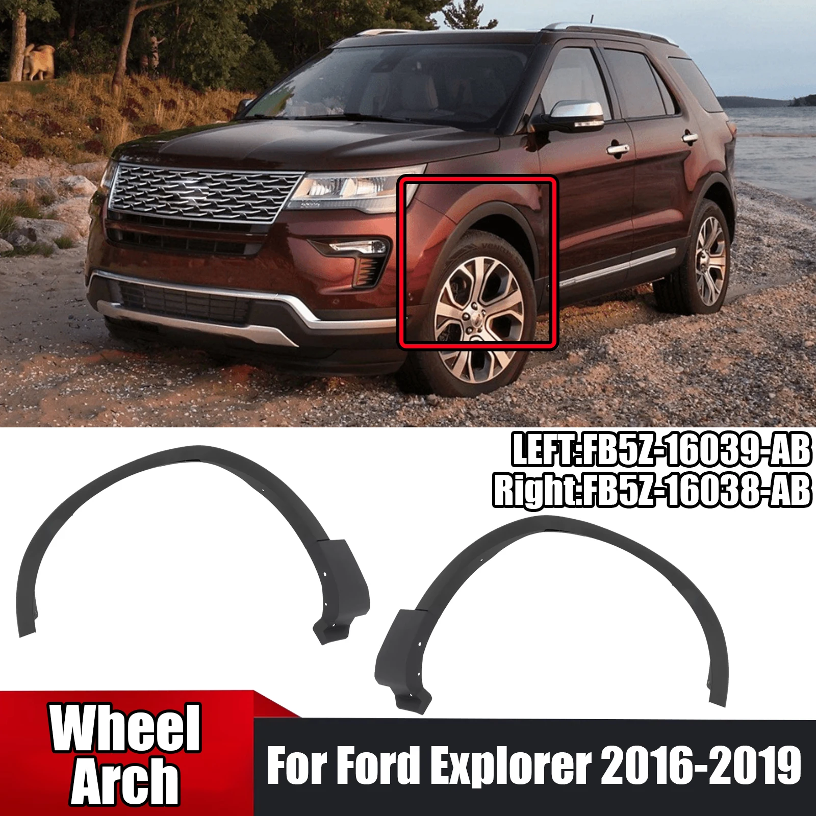 For-Ford-Explorer-2016-2019-Car-Front-Wheel-Arch-Eyebrow-Molding-Flare ...