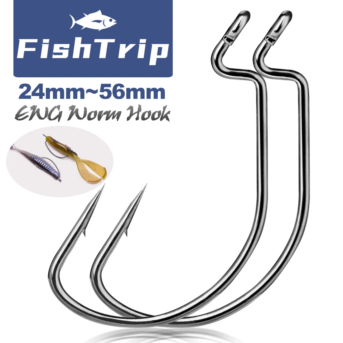 FishTrip Fishing Hook EWG Wide Gap Worm Hooks 25-100PCS Classic Big ...