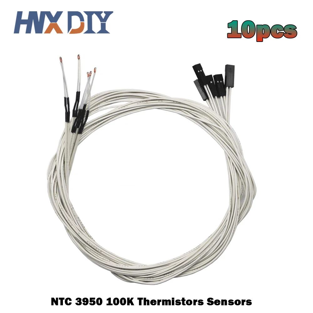 10pcs 100k Ohm Ntc 3950 Thermistors Temperature Sensor With Cable ...